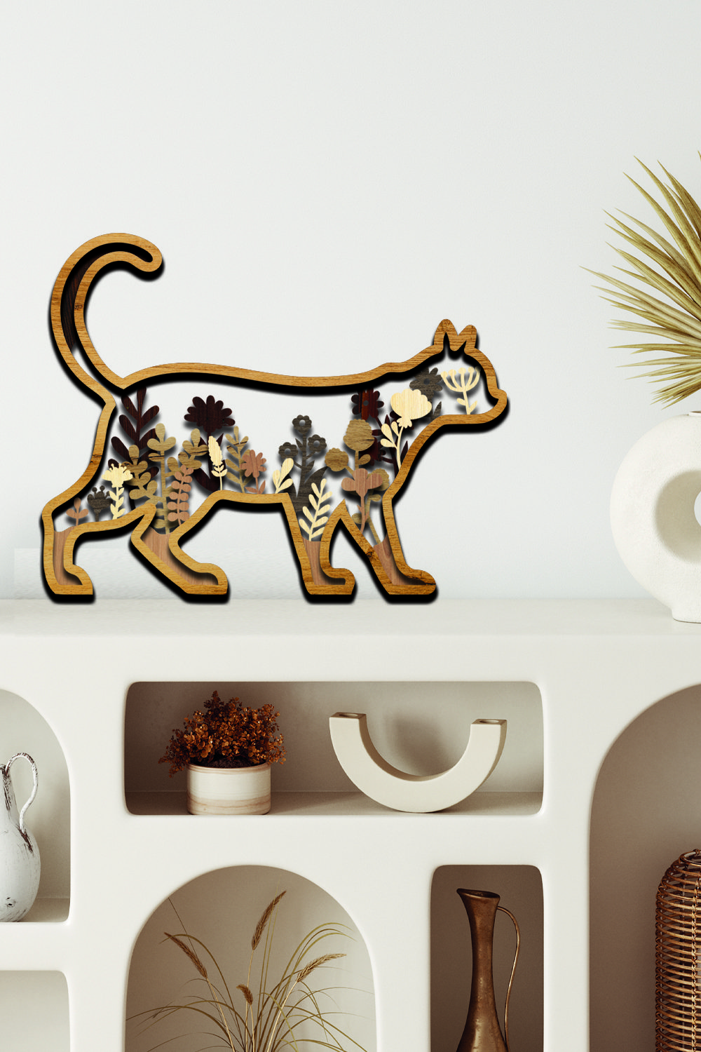 Ornamented Cat Wall Panel Decoration