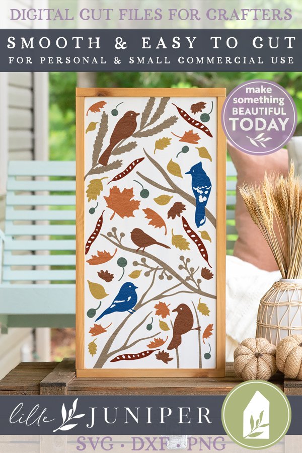 Autumn Birds, Fall Sign, Bird SVG, Wood Sign SVG
