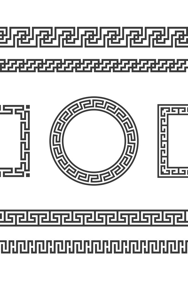 Greek frame borders. Ancient native roman or hellenic geomet