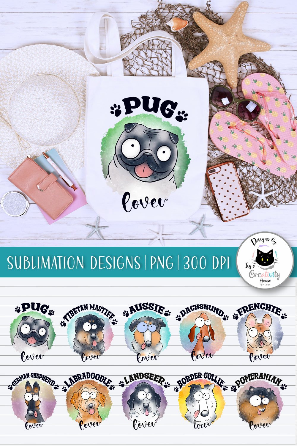 Funny Dog Sublimation Bundle Vol. 1 | Dog Breed Png Designs