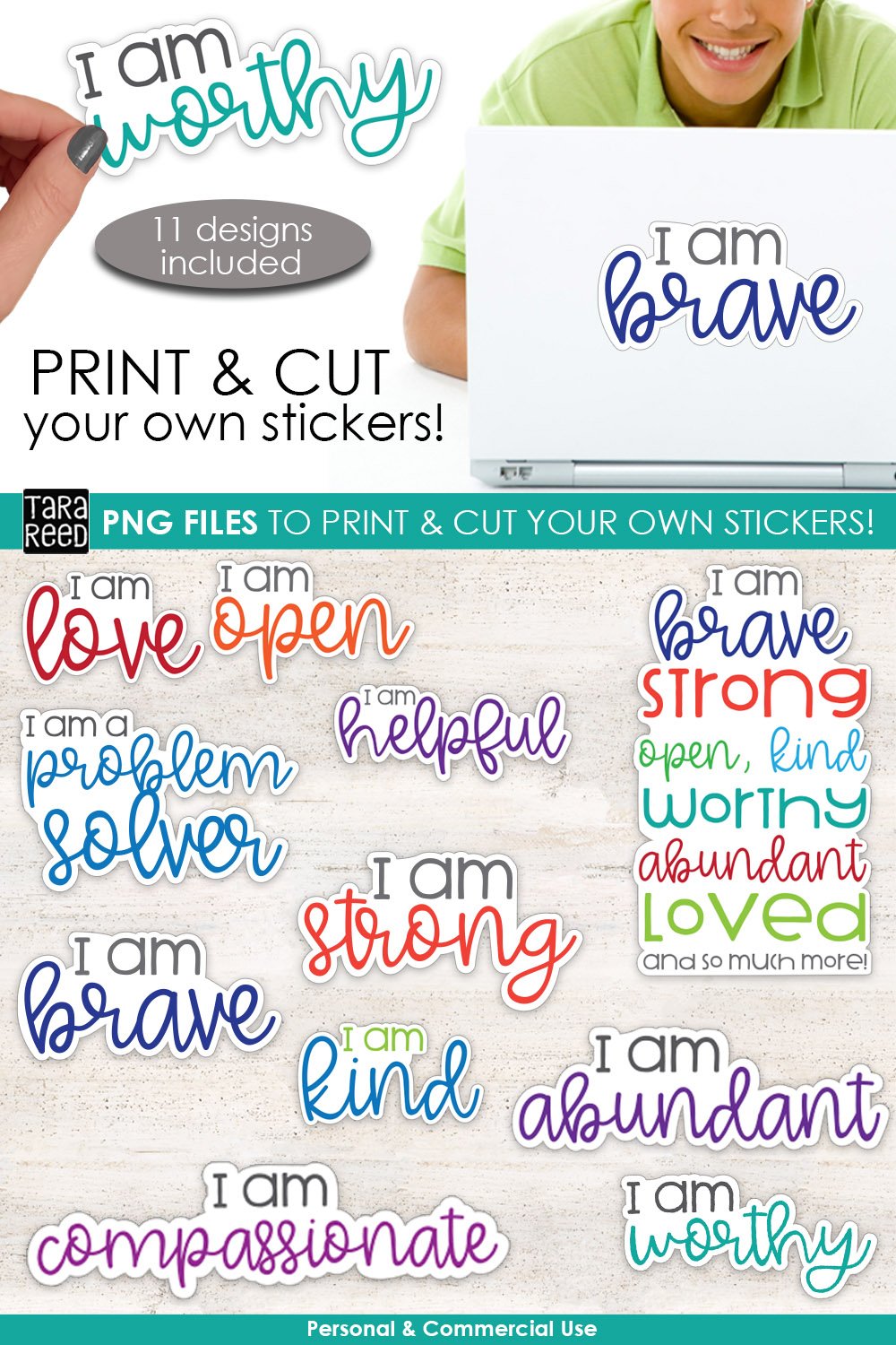 I AM Mantra Print and Cut Stickers