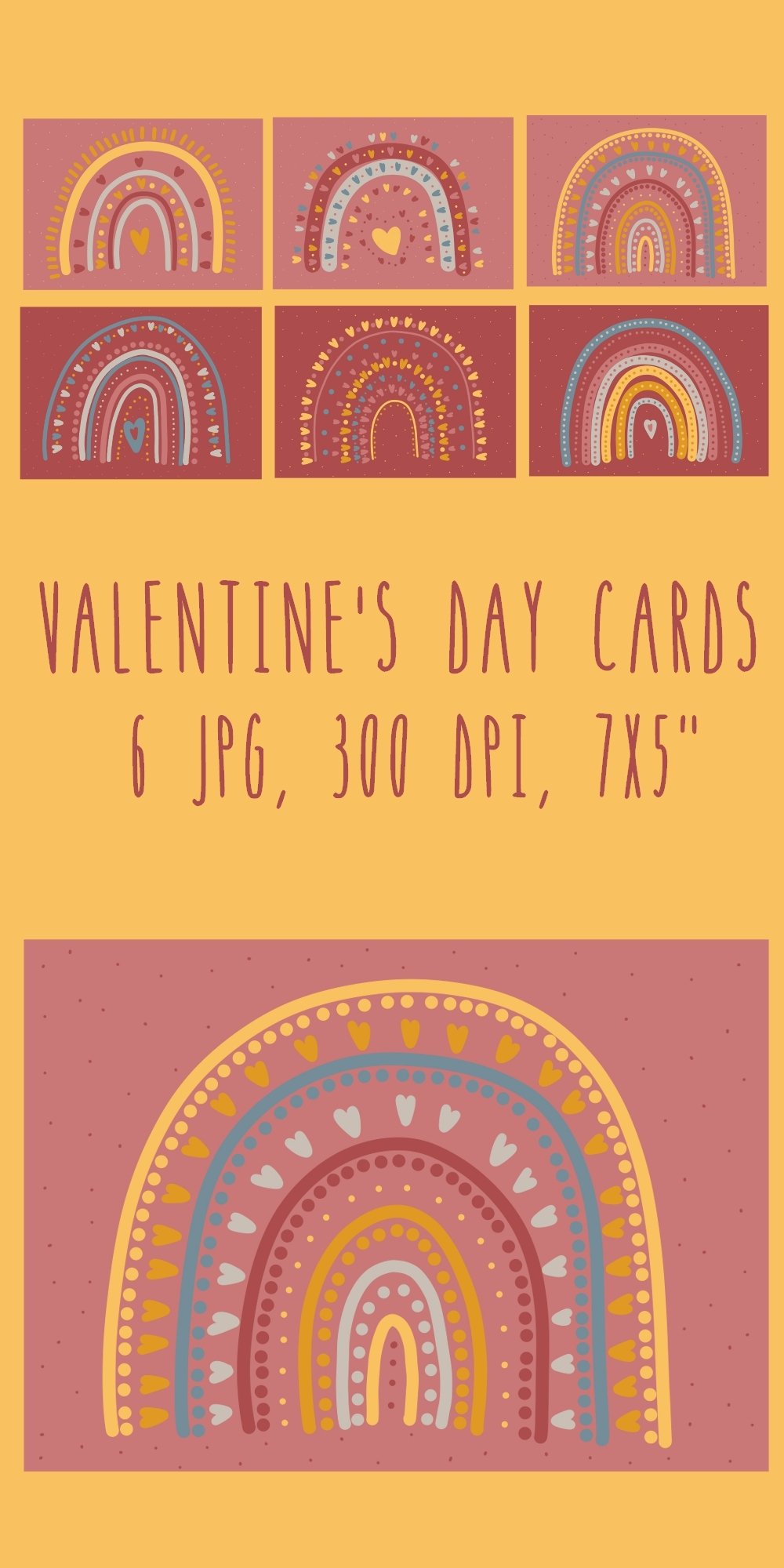 Valentine's day card bundle with rainbows