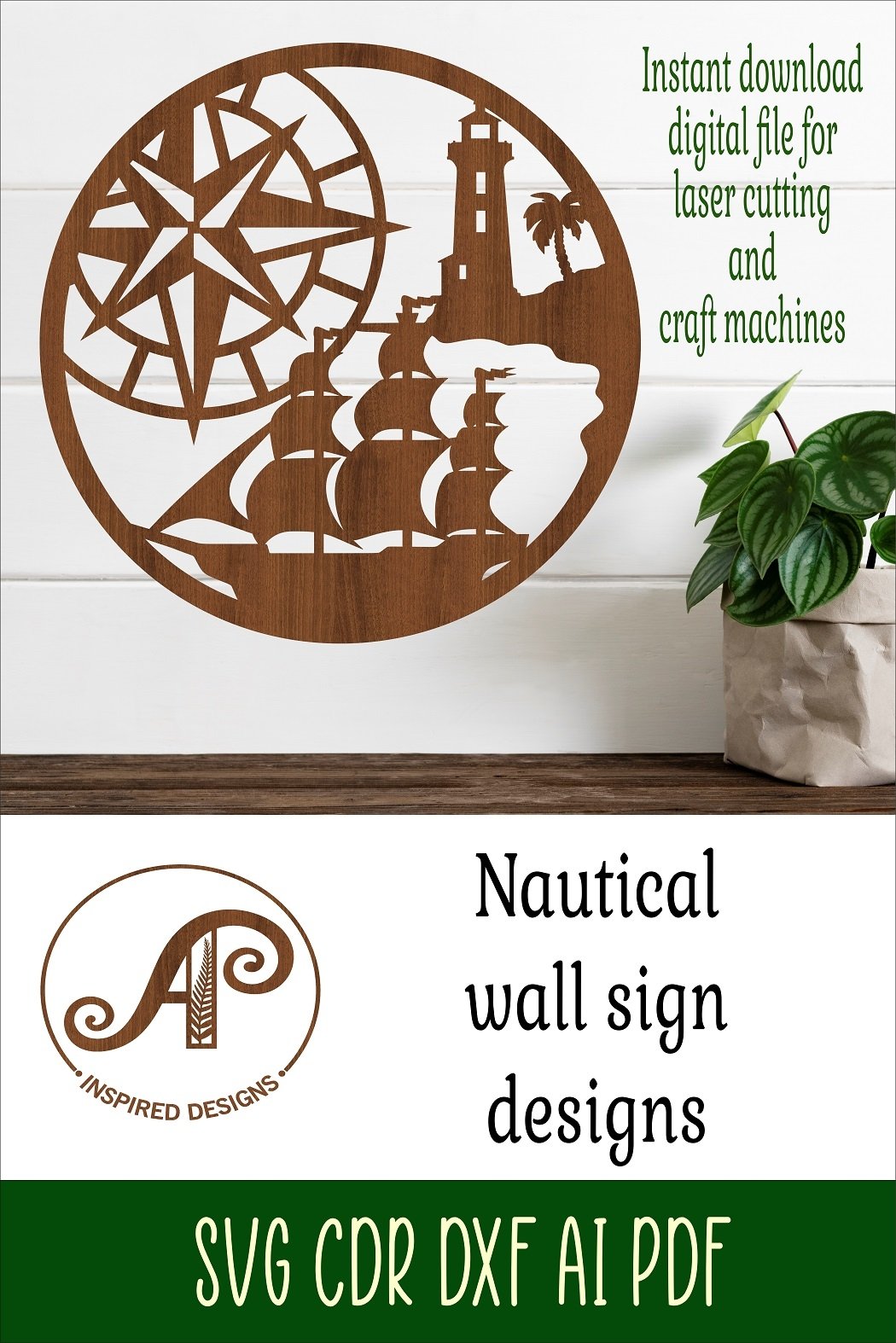 Nautical wall art sign, SVG file. vector
