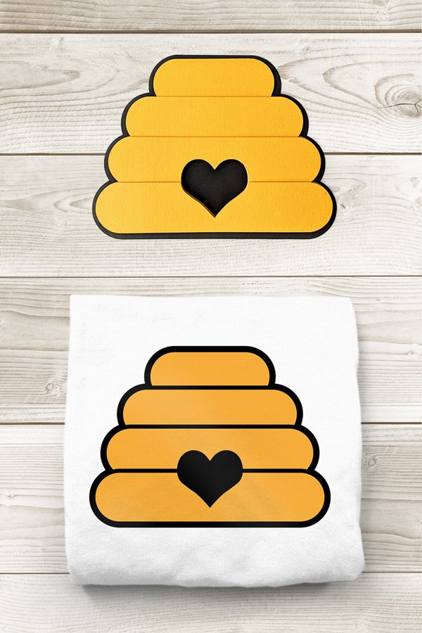 Layered Beehive with Heart SVG