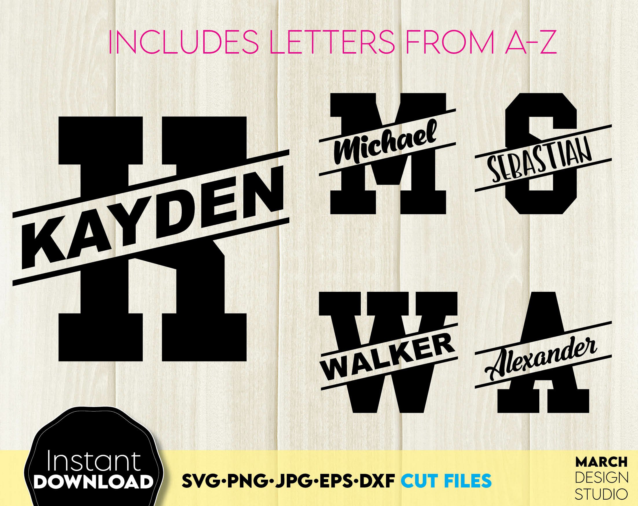 Split monogram, family monogram, name monogram svg png