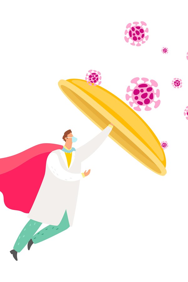 Doctor with shield