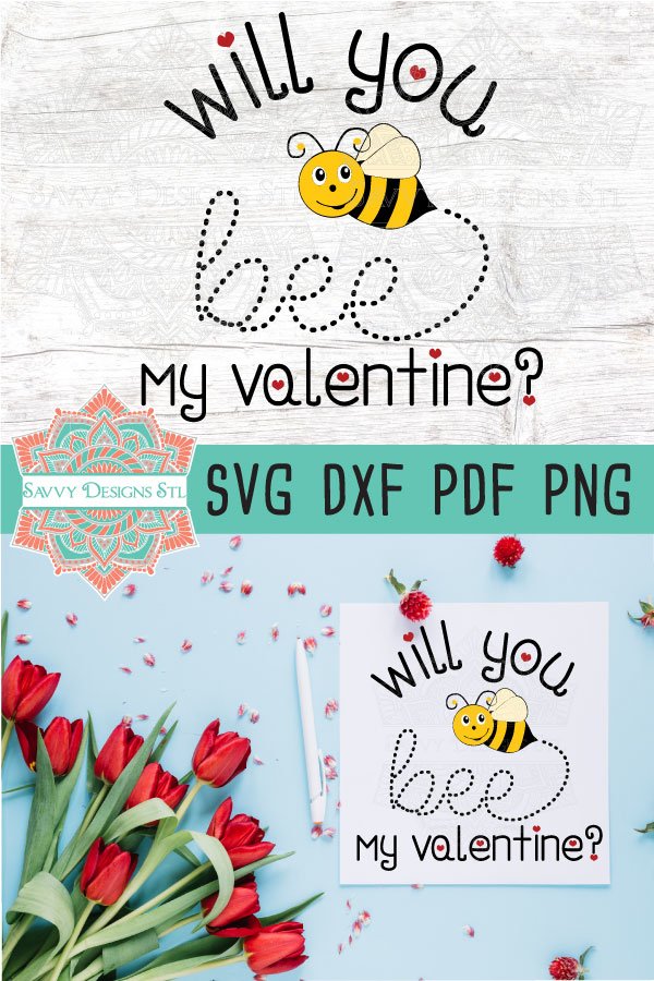 Will You Bee My Valentine? Valentine's Day Layered Cut File