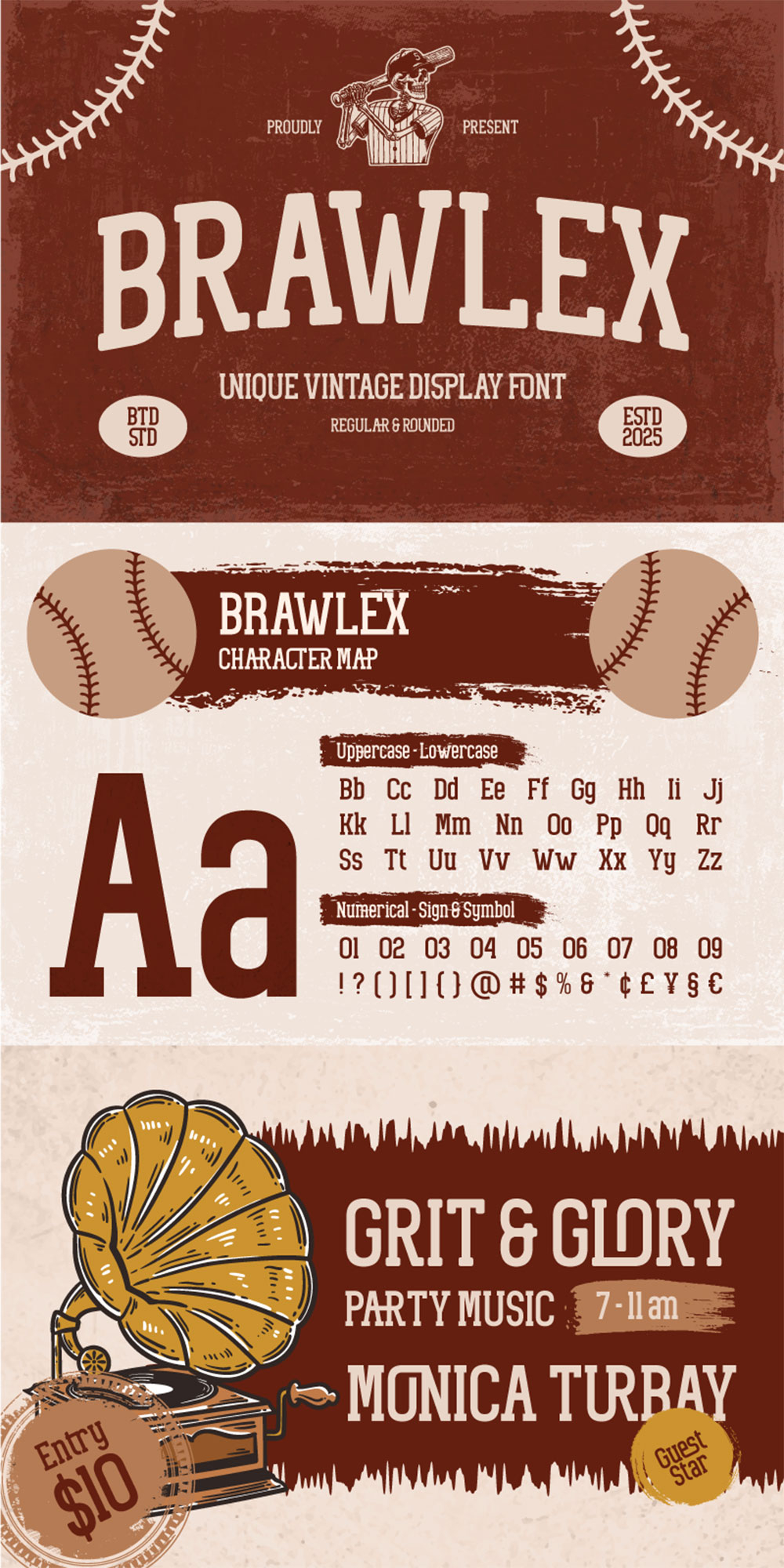 Brawlex - Unique vintage display font