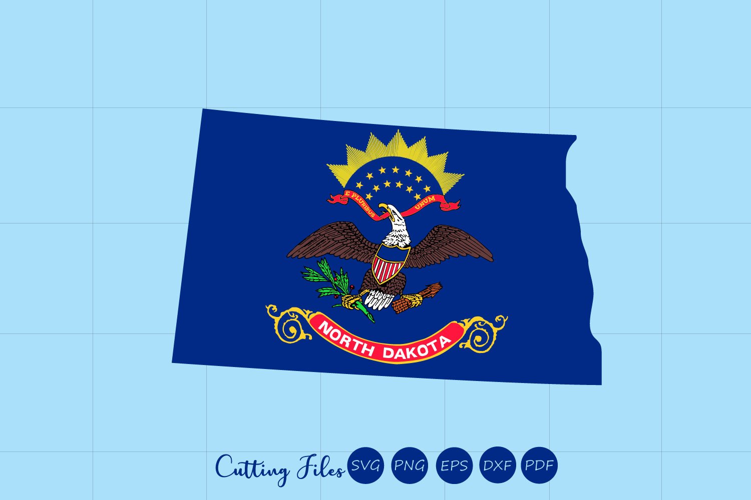 North Dakota state with flag background