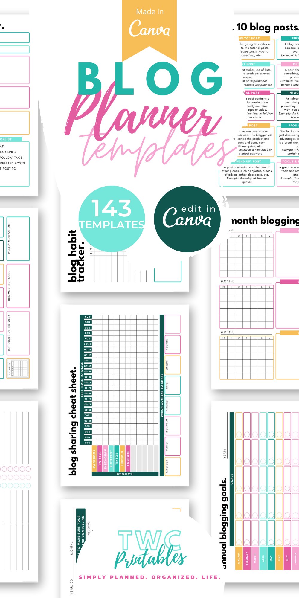 Blog planner canva templates