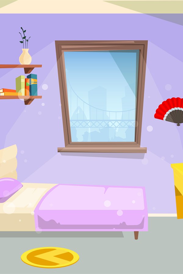 Room for girl. House bedroom for girl kid children cartoon v