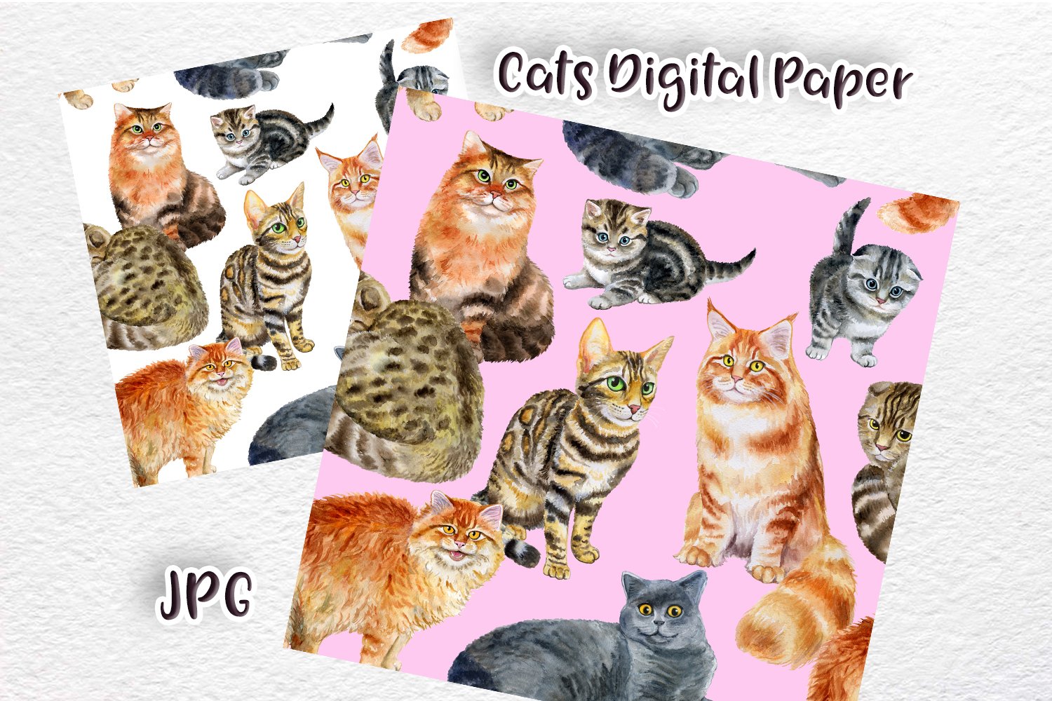 Cute Cats Digital Paper. Seamless pattern