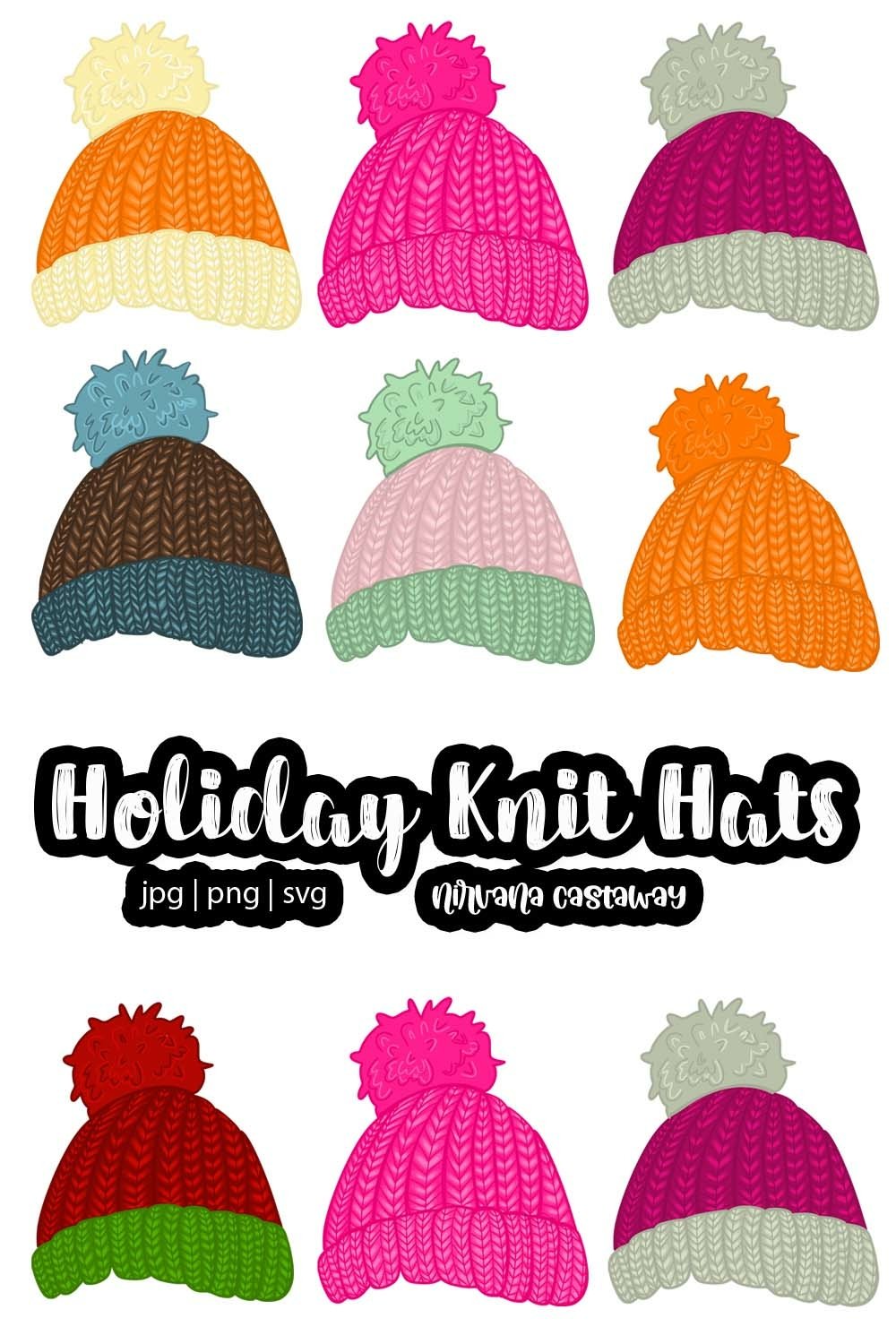 Holiday Knit Hats JPG PNG SVG