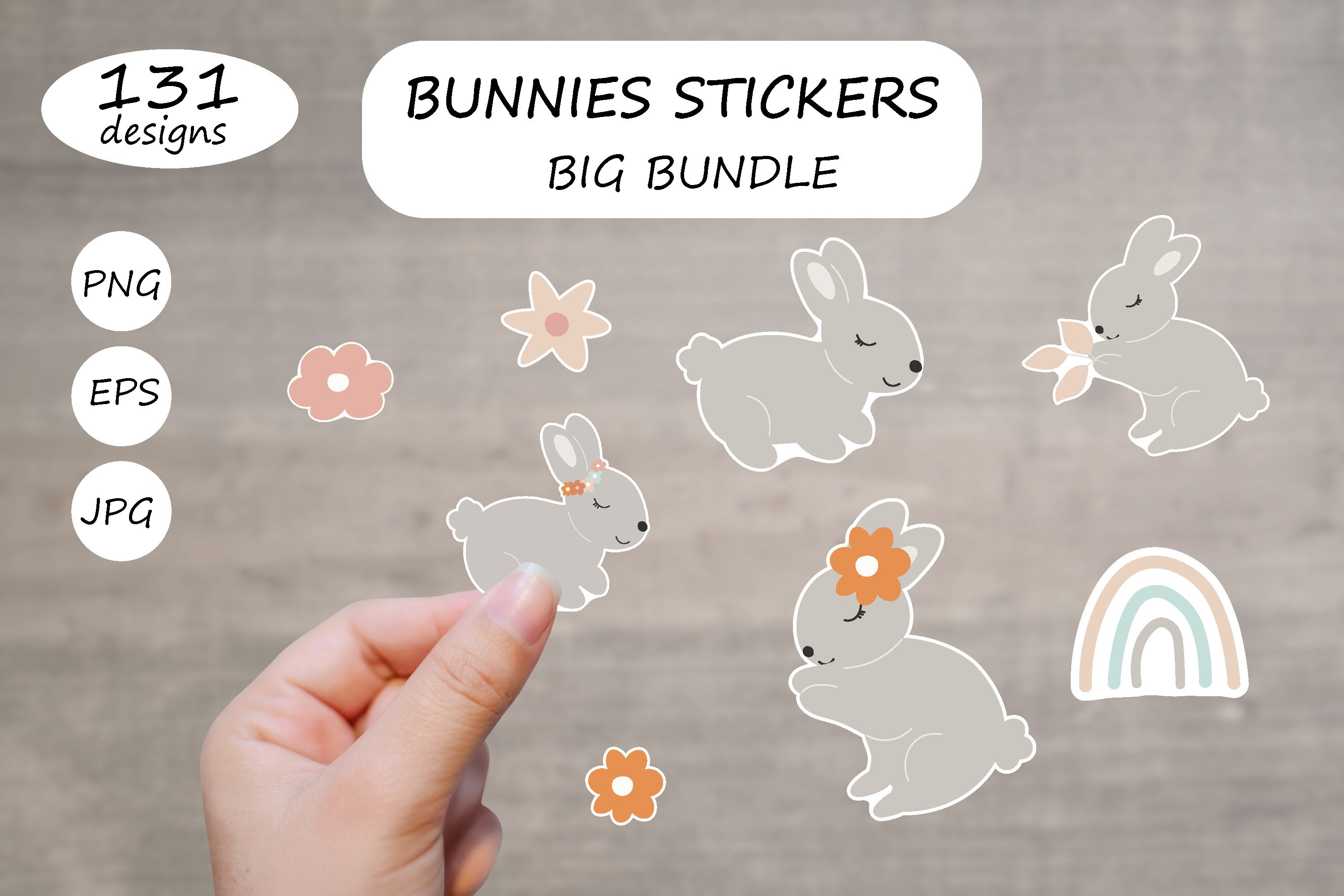 Bunnies Sticker Pack BUNDLE Printable / Animal characters