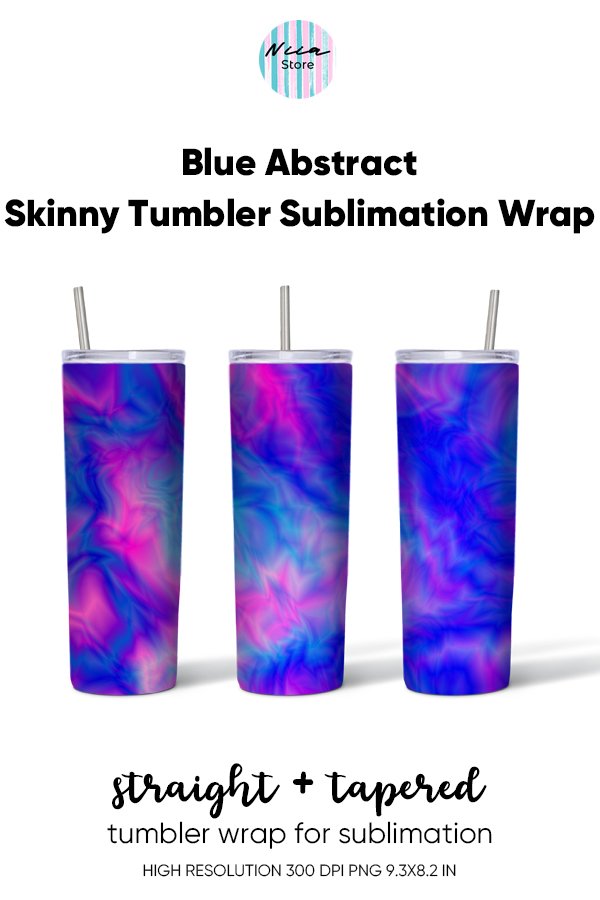 Blue Abstract Sublimation Skinny Tumbler Wrap (1345813)