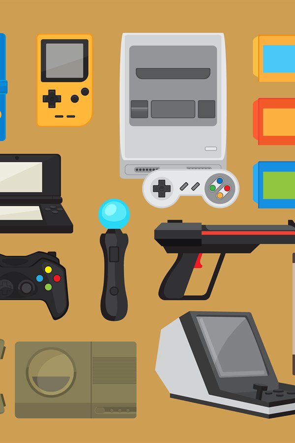 Vintage digital entertainment flat icons