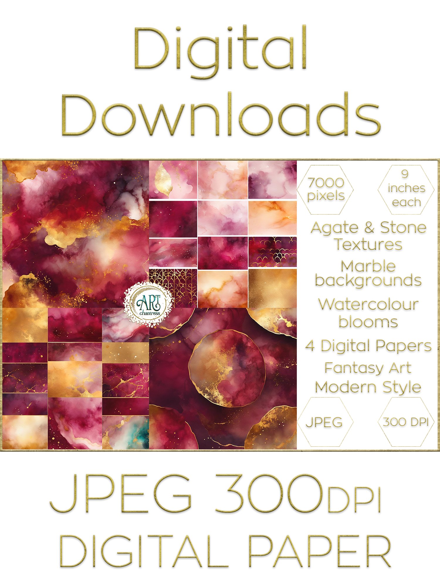 Modern Watercolor Magic Agate Stone Textures (3680781)