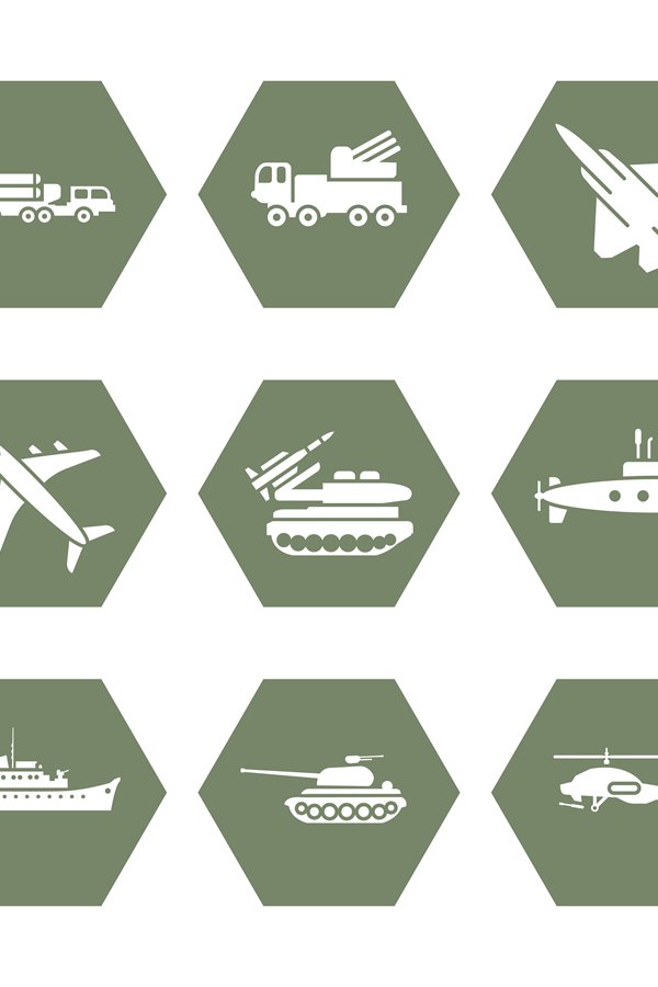 Military transportation icons set - army icons design