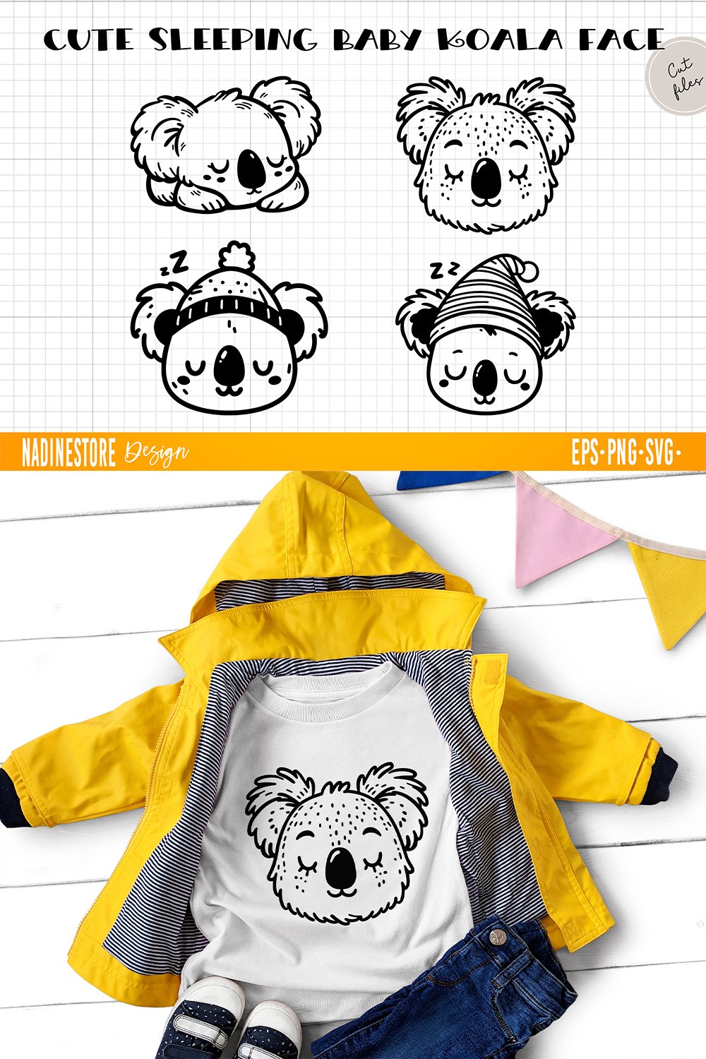 Cute baby koala face. SVG, PNG, EPS. Cut file.