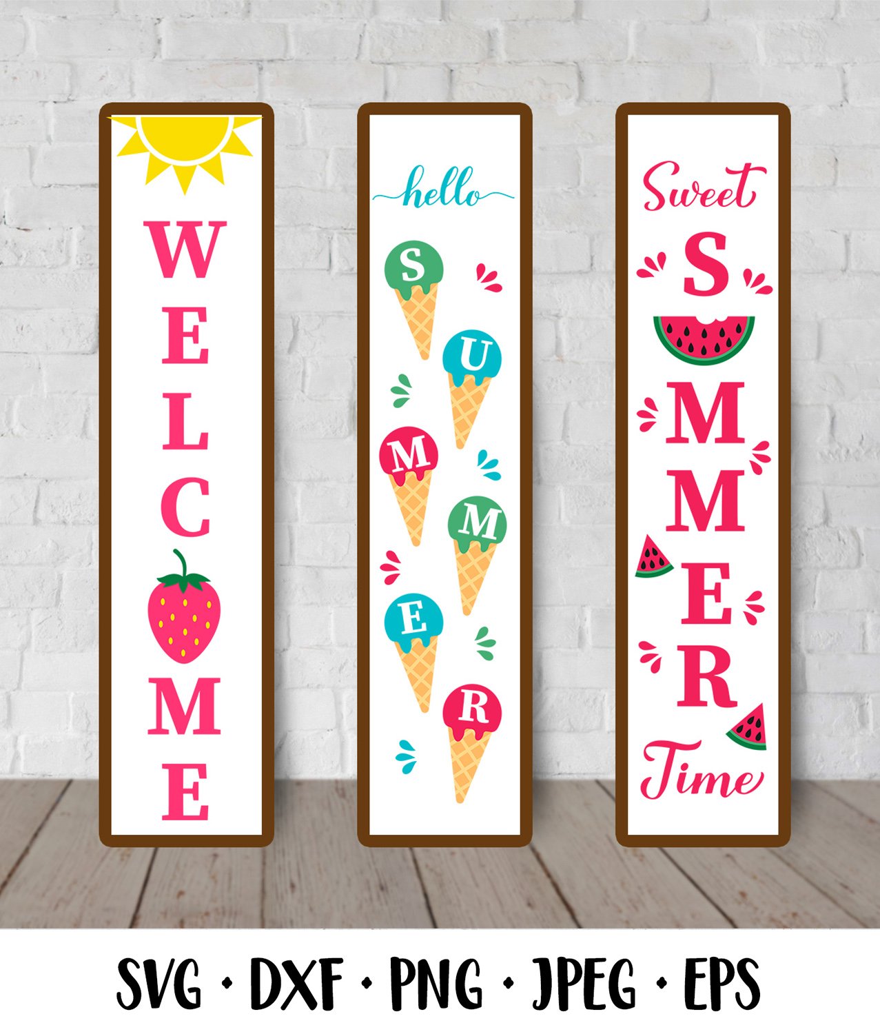 Summer Porch Signs. Welcome Vertical Front Signs SVG