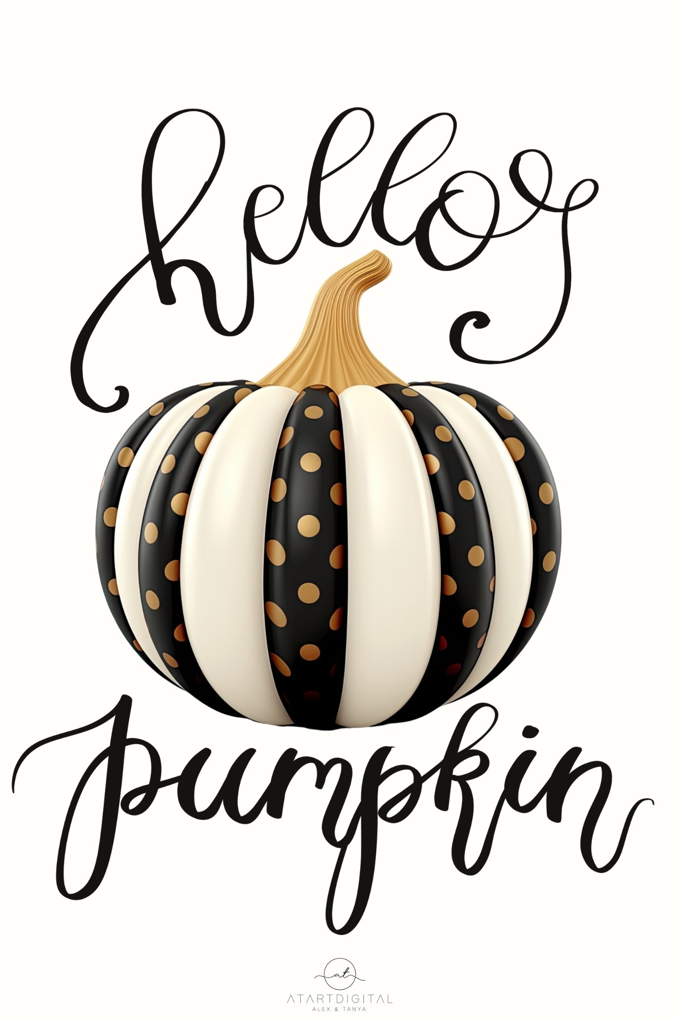 Fancy Pumpkin Designs, Neutral Black White Pumpkin