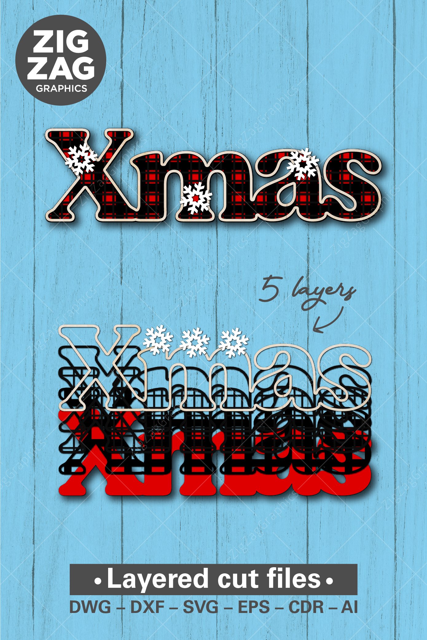 3D Layered Christmas sign svg cut file