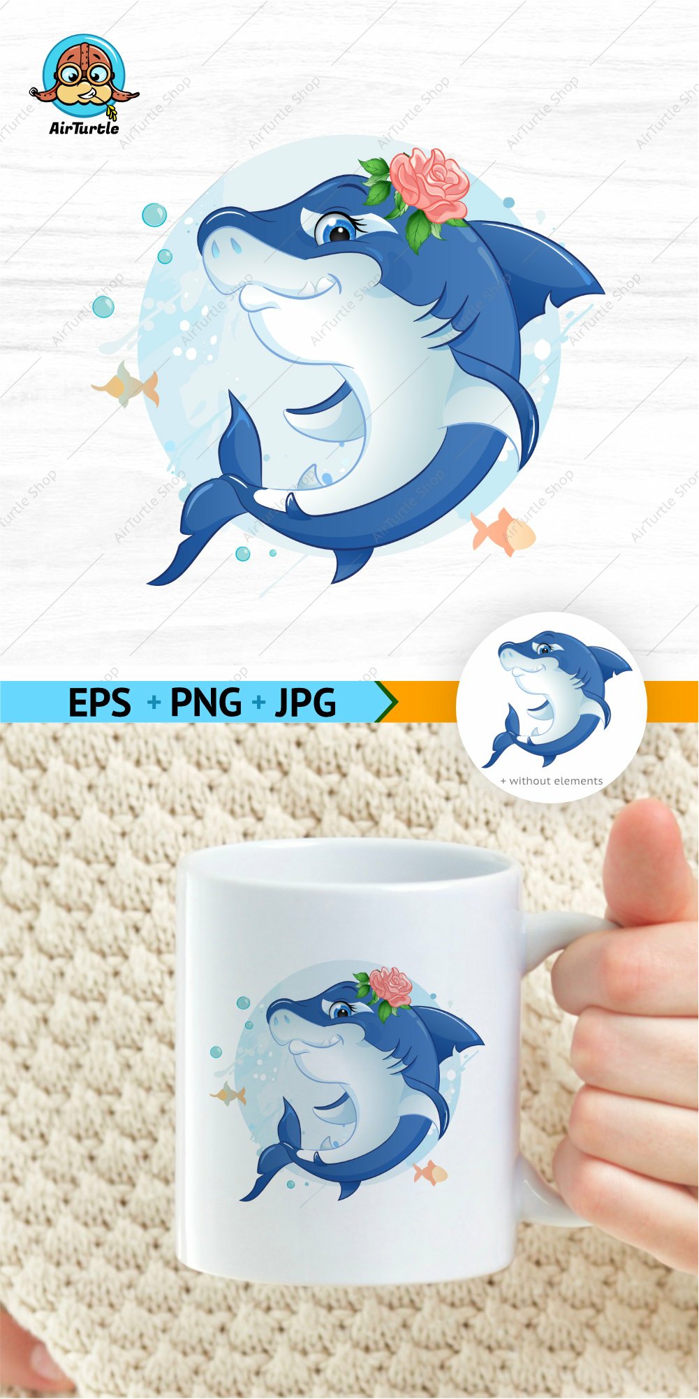 Baby Shark Clipart | Cute Ocean Animals PNG