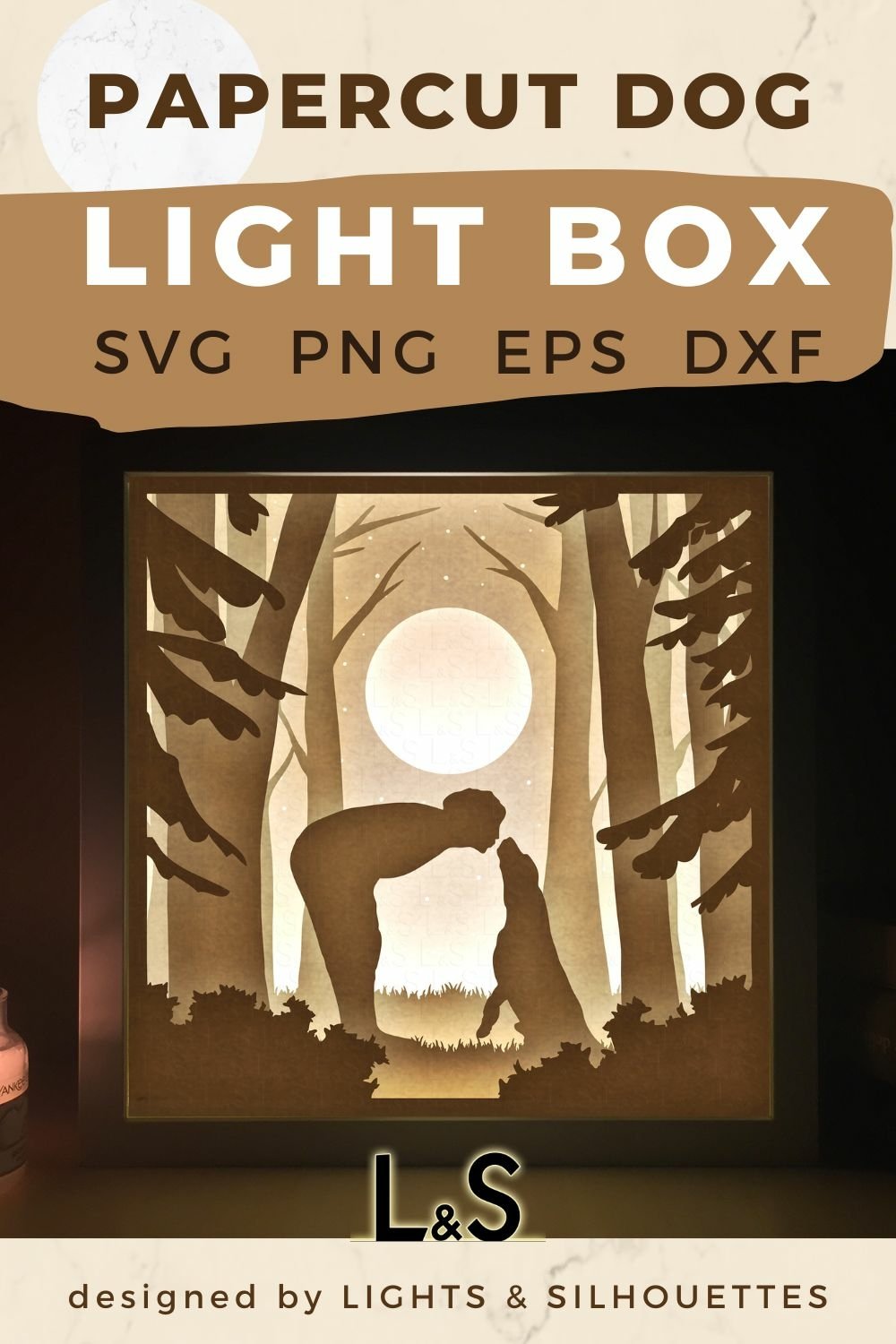 Layered Dog Shadow Box Template | 3D Light Box File