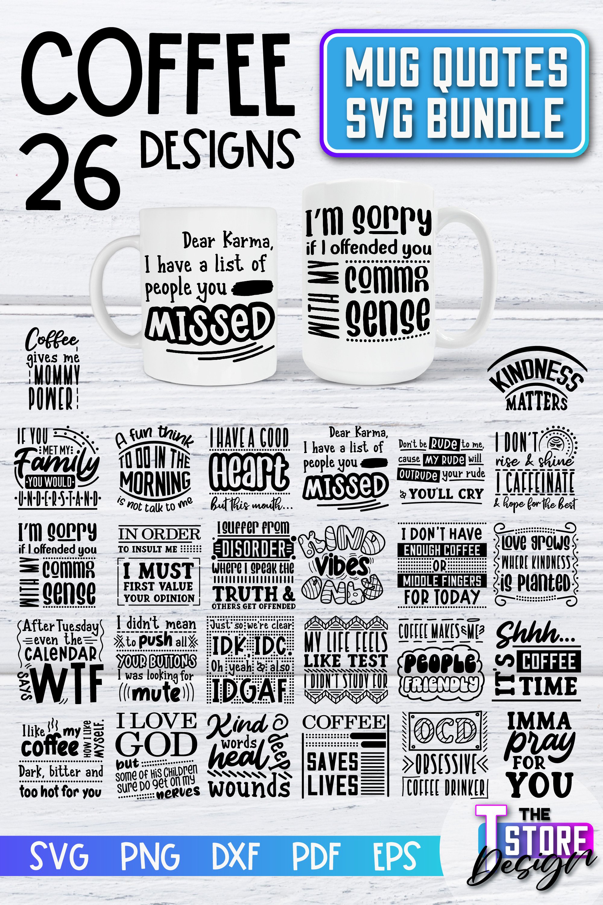 Coffee Mug Quotes SVG Bundle | Coffee Design | (2163922)