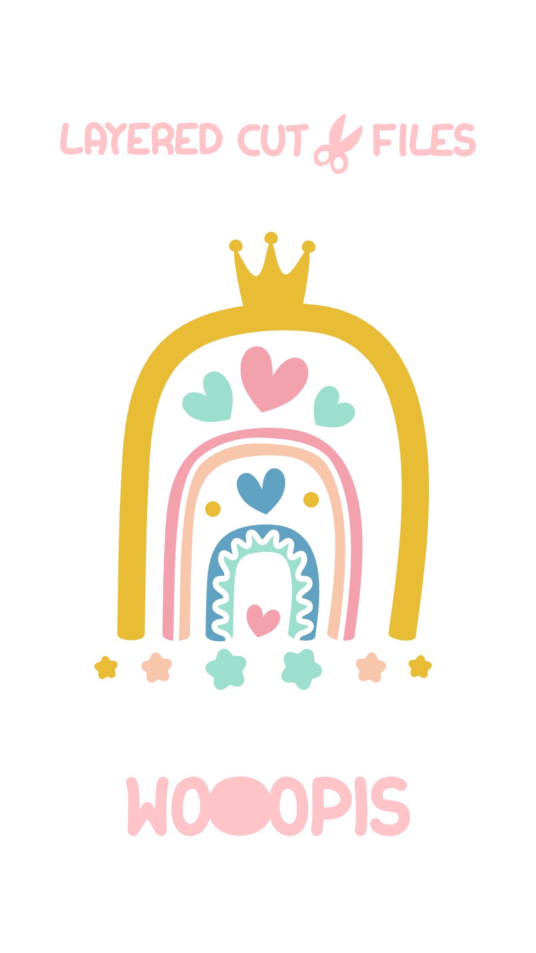 Royal Crown - Boho Rainbow - cut files including layers