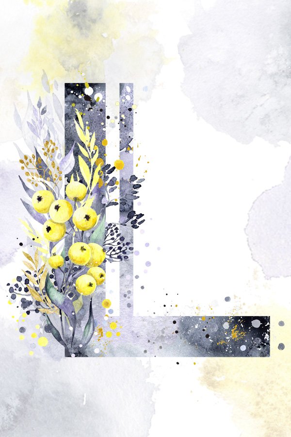 Watercolor Letter, Monogram L. Sublimation Design. JPG, PNG.
