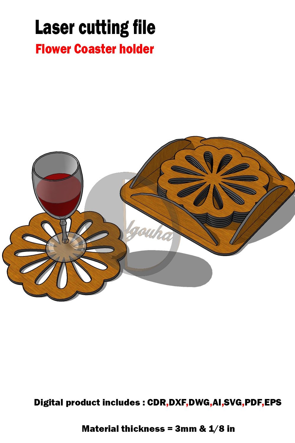 Flower Coaster Holder laser cutting file