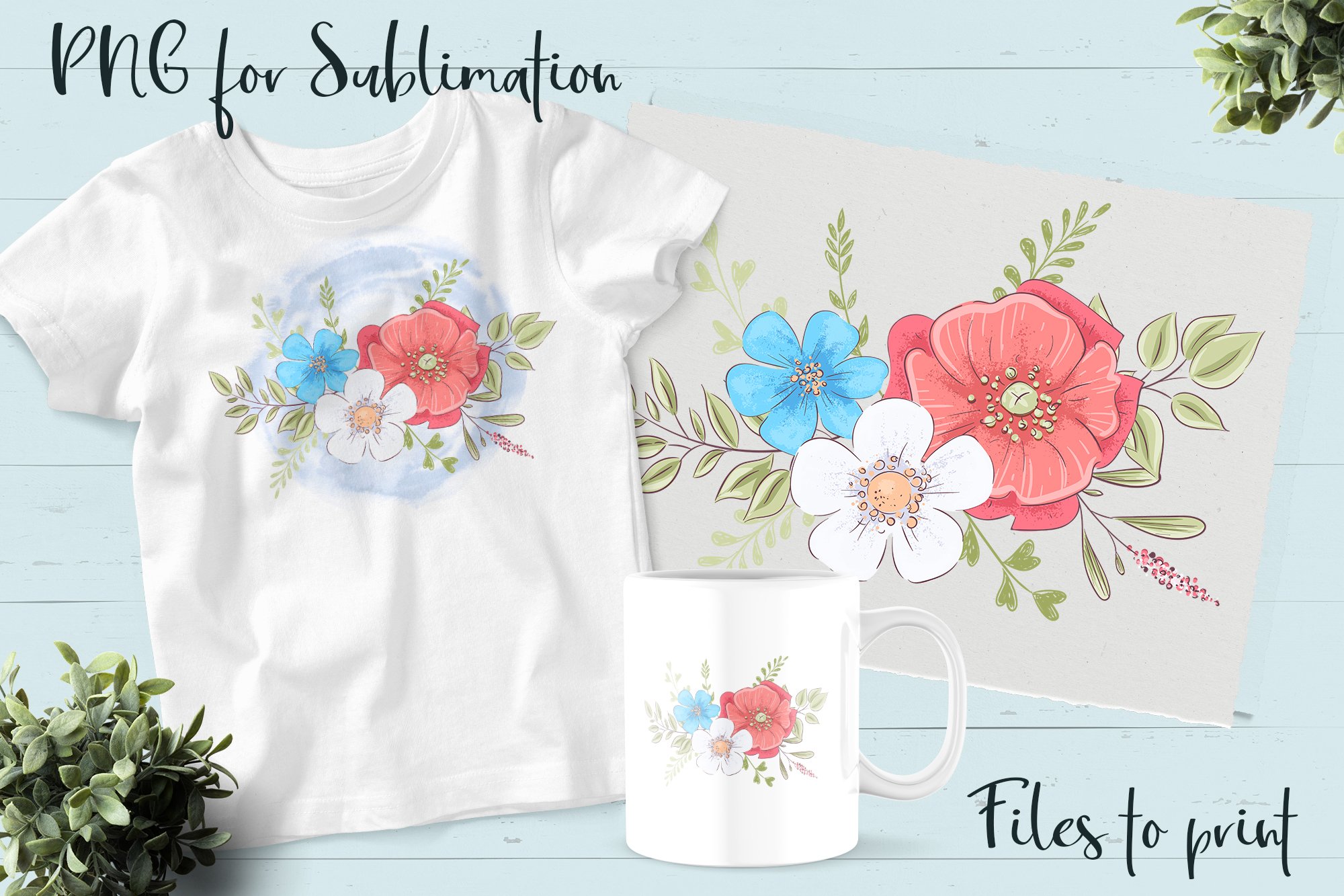 Flowers sublimation. Design for printing. (1616602)