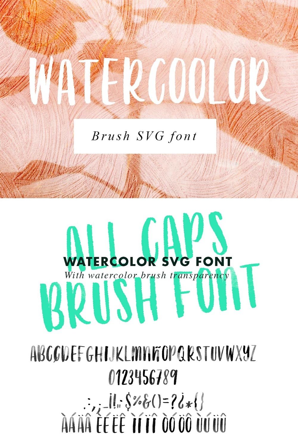 Watercoolor - Brush SVG Color Font with watercolor texture