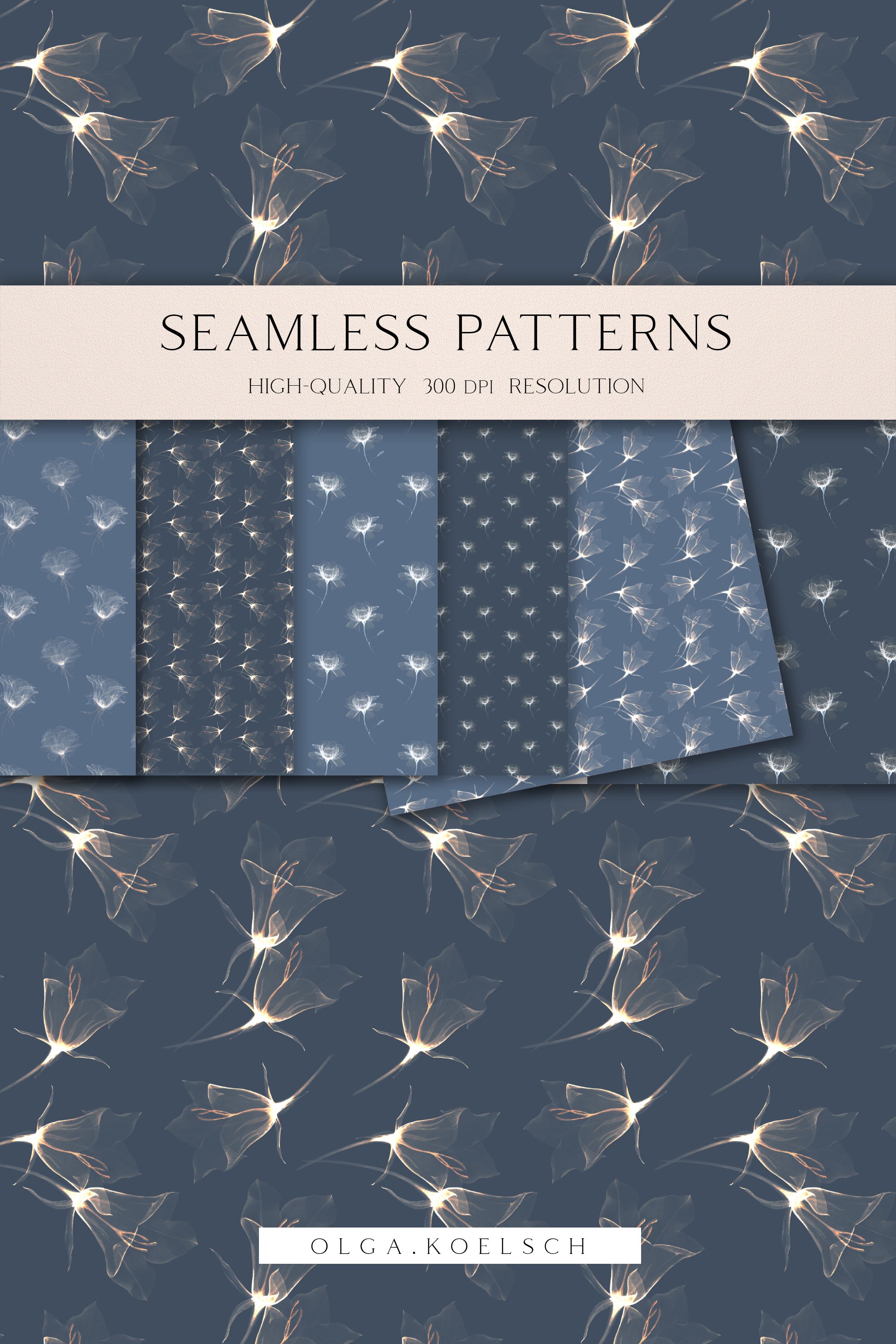 Blue boho seamless pattern for fabric, Dusty blue (1572035)