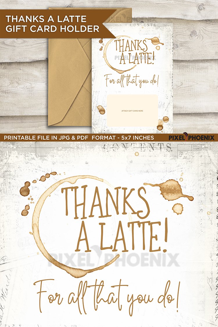 Printable Thanks a Latte Gift Card Holder