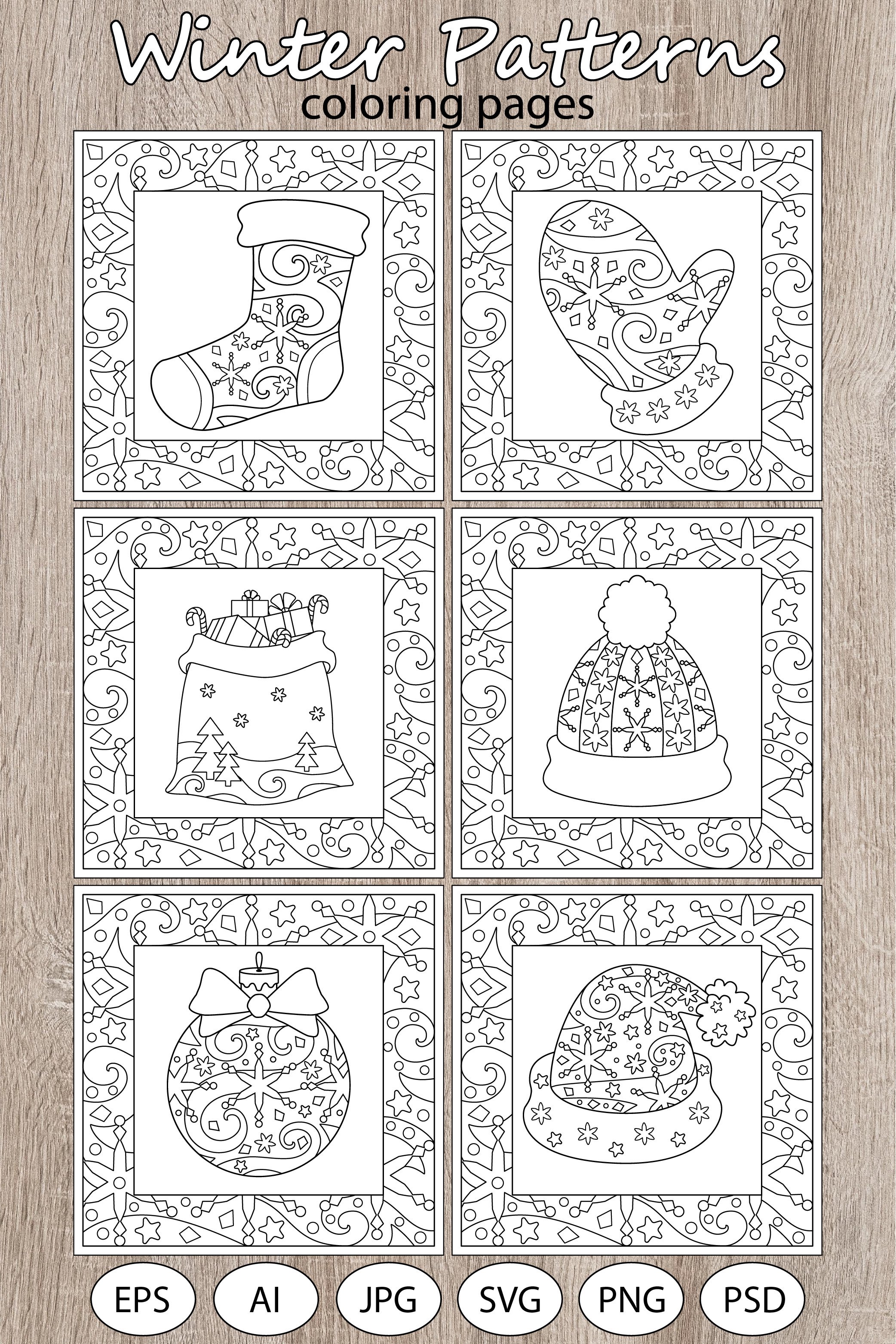 Winter Patterns - 6 coloring pages