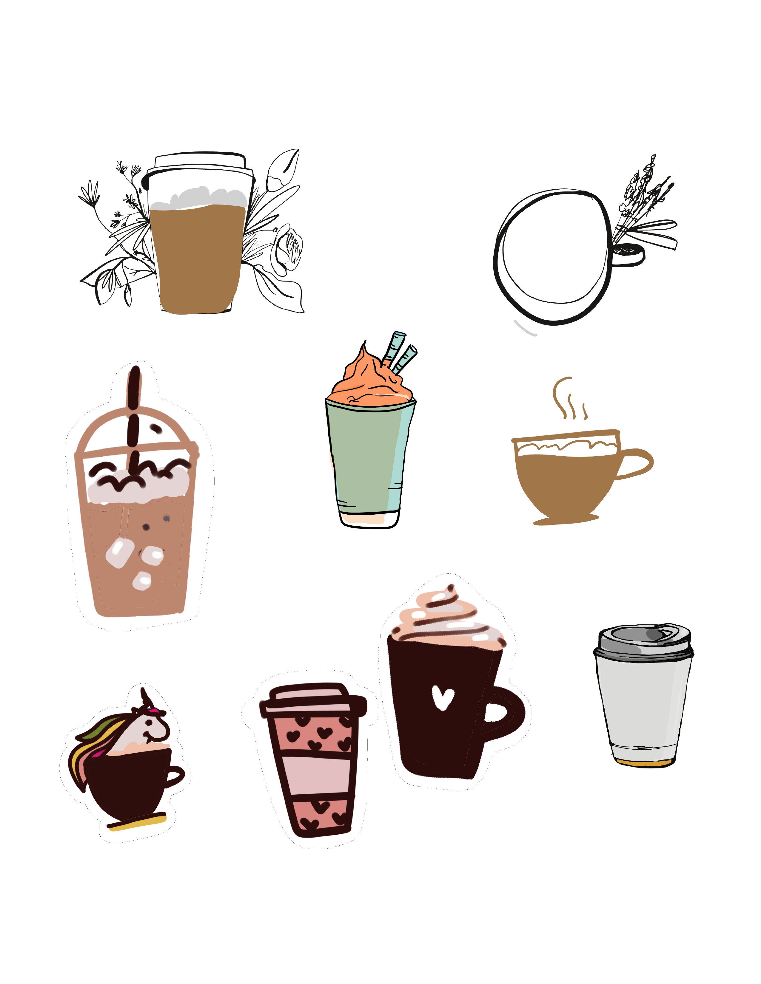 coffee cup sticker bundle