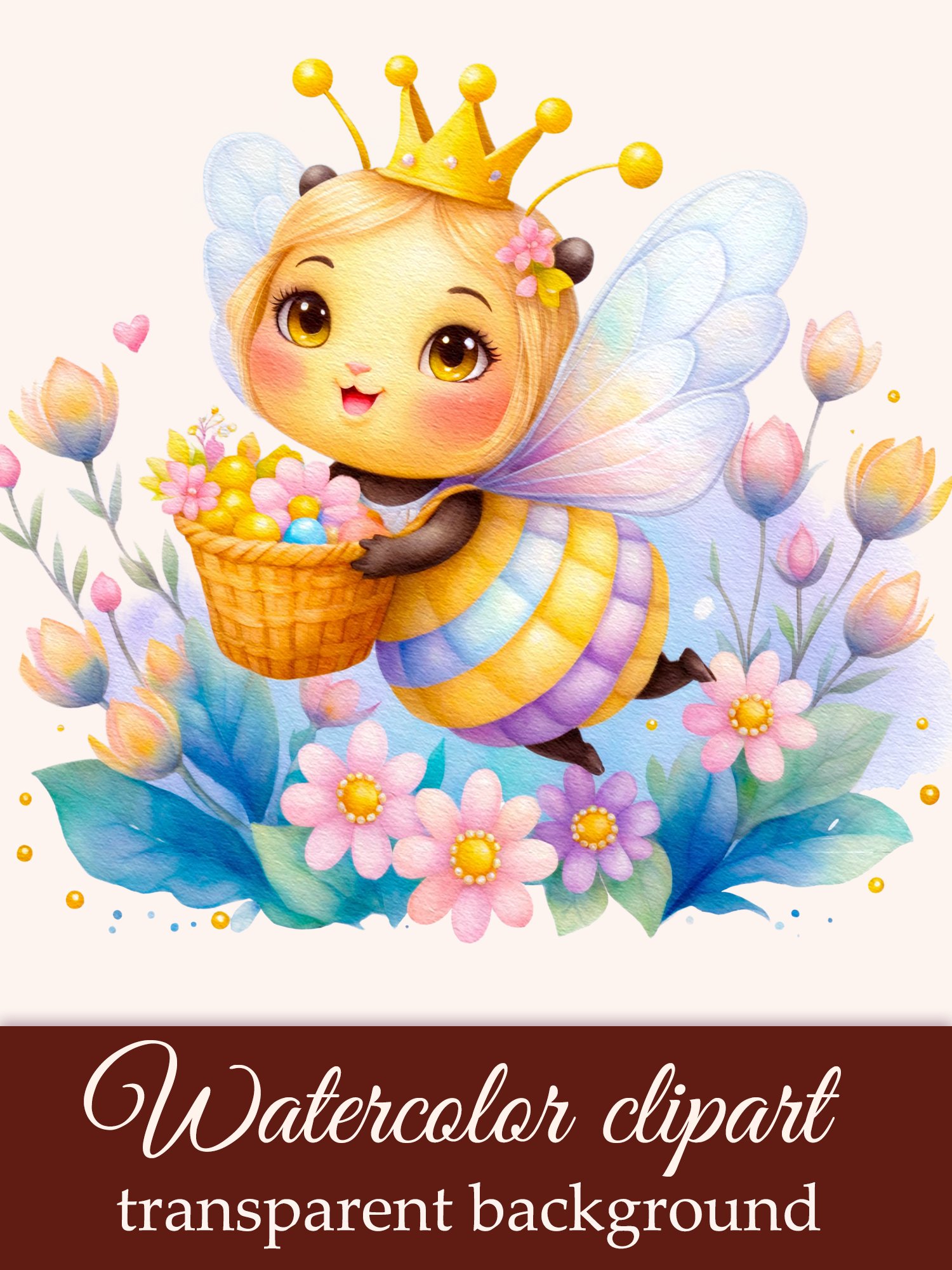 Watercolor Summer Bee Clipart, Bee watercolor painting, PNG,