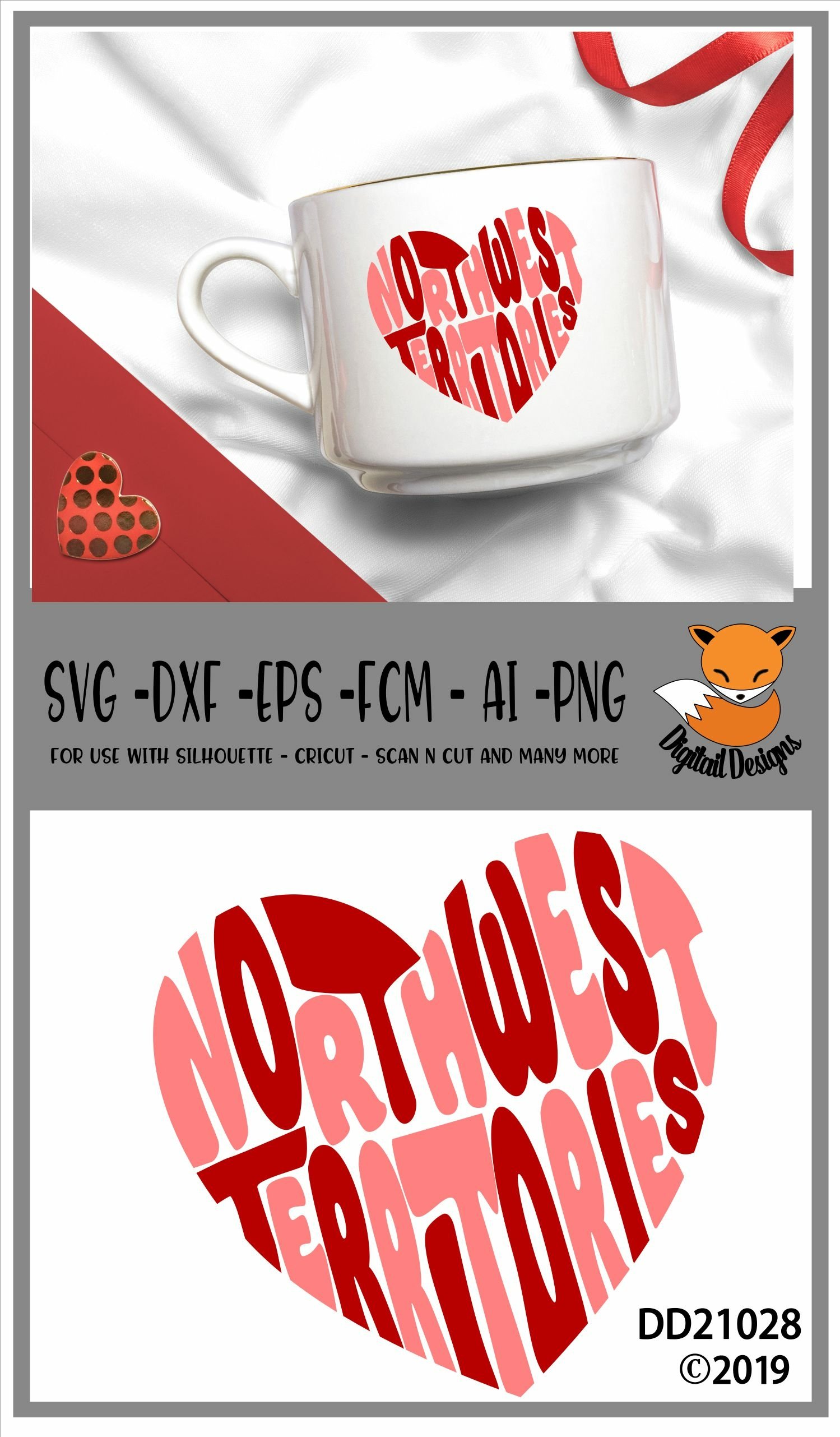 Canadian Northwest Territories Heart Shaped Word Art SVG