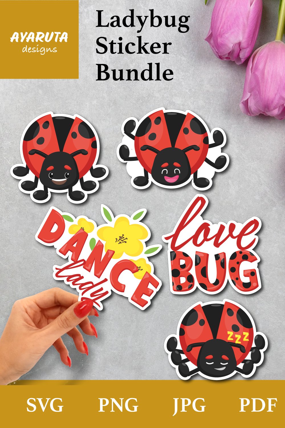 Ladybug Sticker Bundle, Printable Planner Stickers Bug Quote
