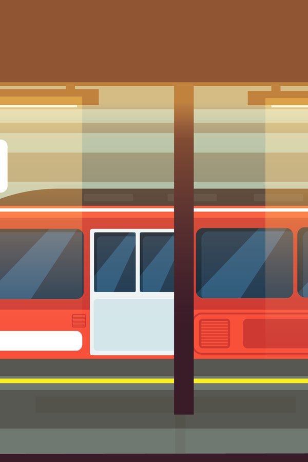 Empty subway station interior with metro train vector illust