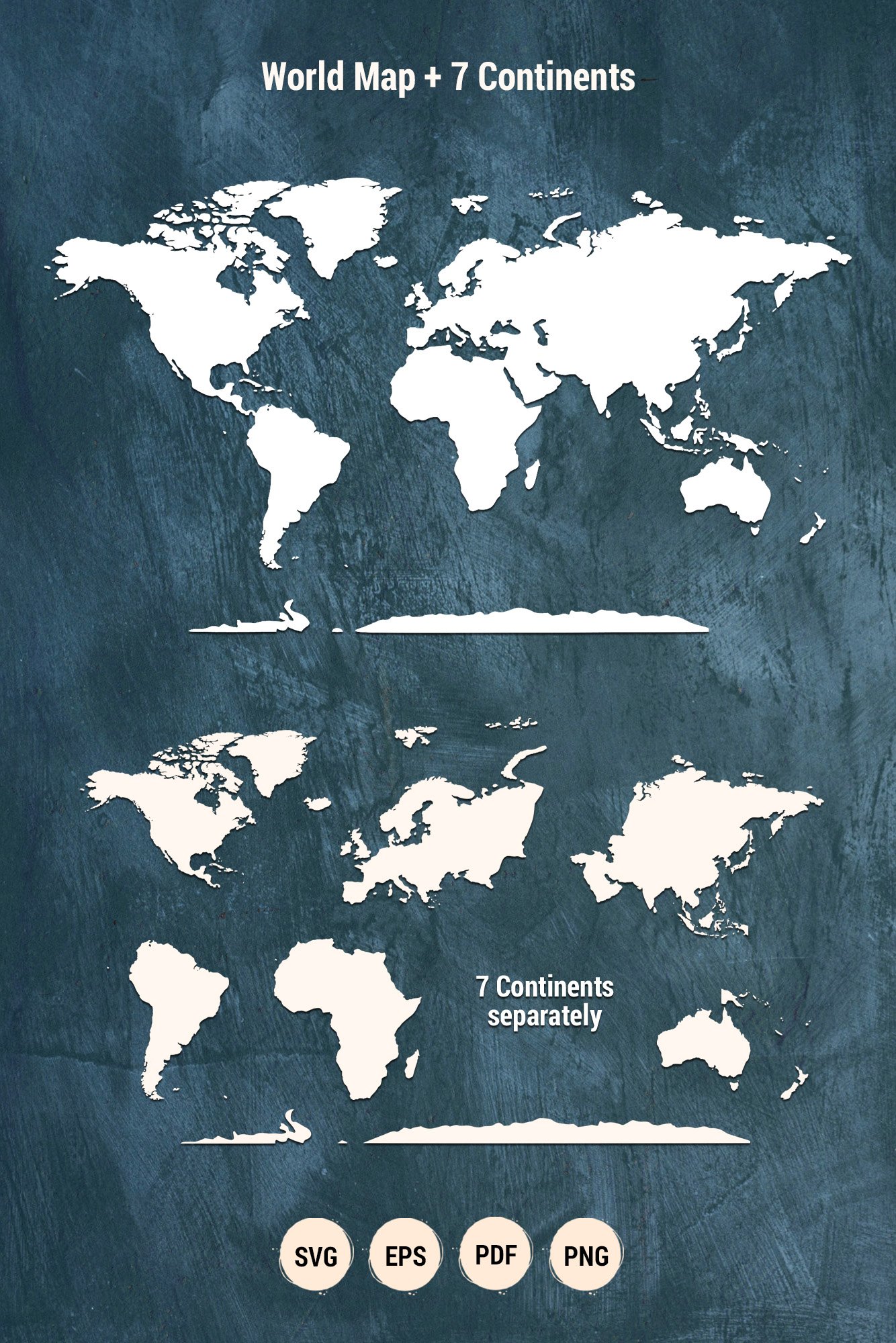 World map silhouette | 7 Continents SVG | Glowforge cut file