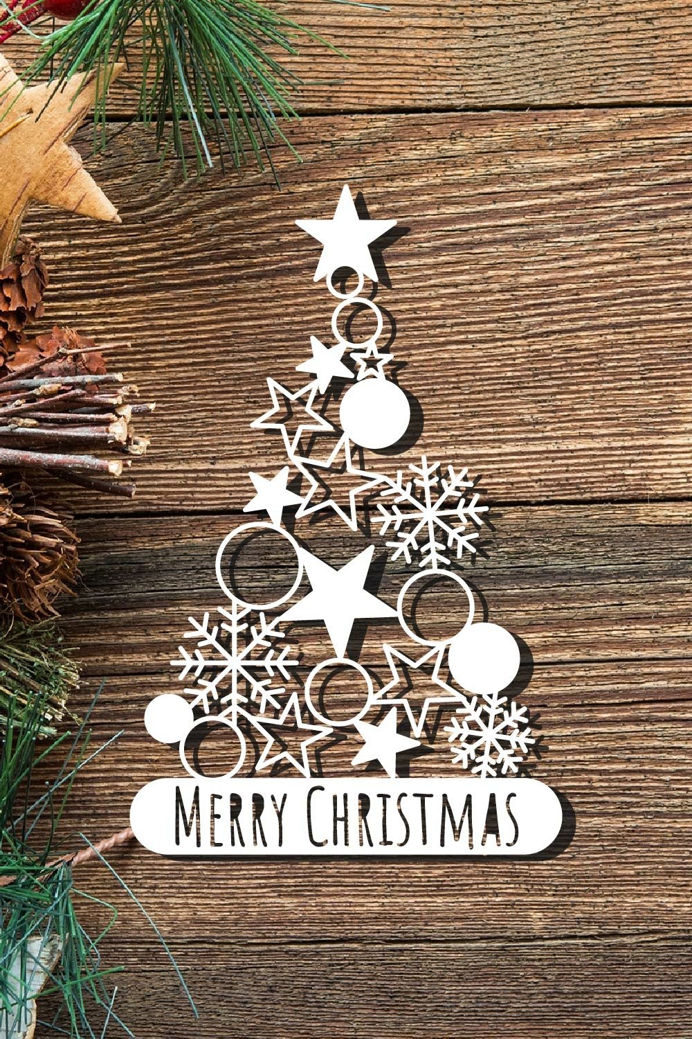 Merry Christmas Paper Cut Template SVG Design (2891103)