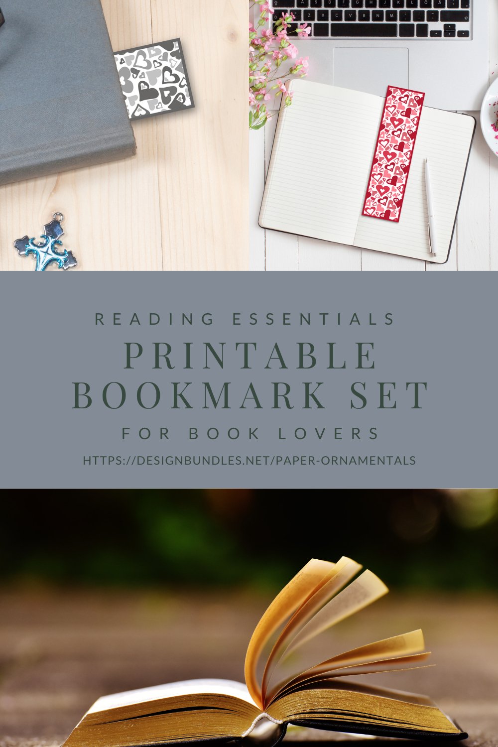 Bookmark Printable For Book Lovers, Multi Colored Hearts 1