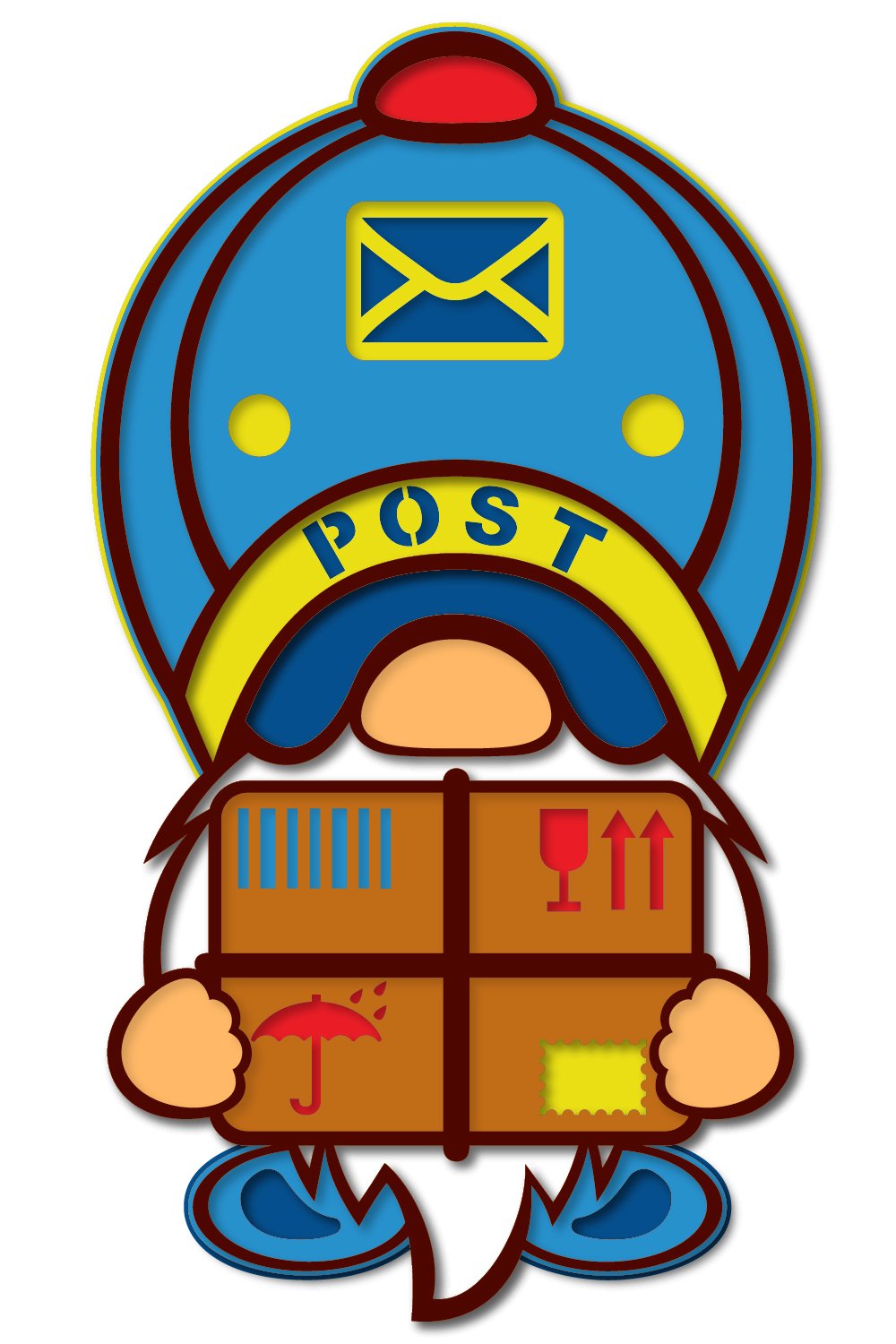 3D layered gnome postman svg