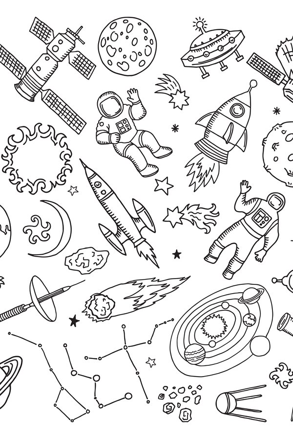 Doodle different universe elements. Planets, sun, earth and Doodle different universe elements. Planets, sun, earth and