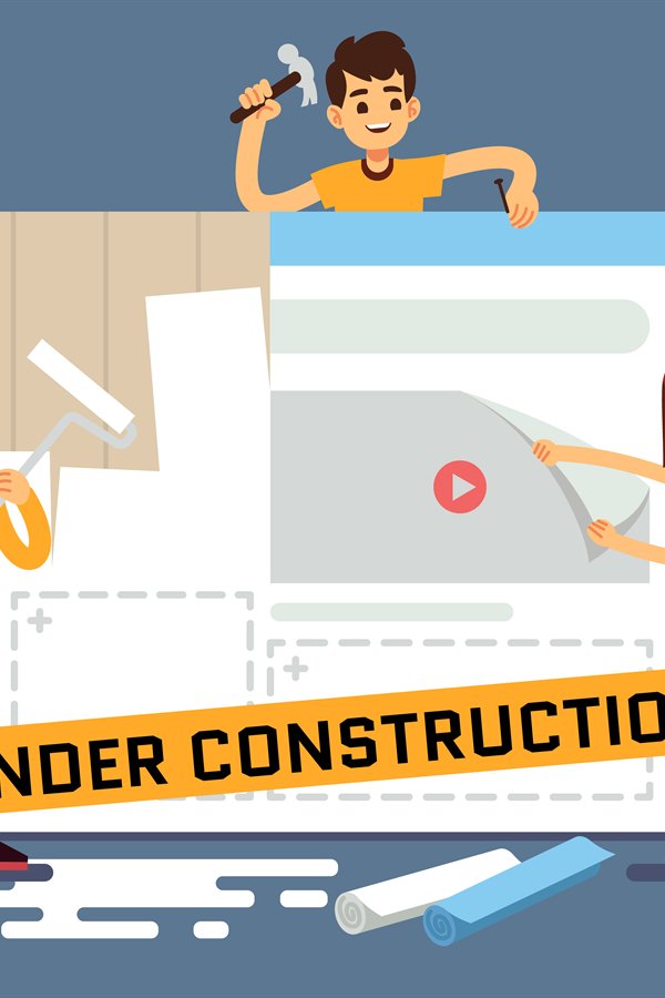 Website under construction vector cartoon concept with web d
