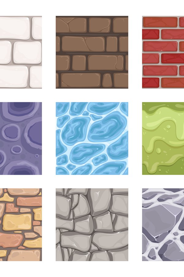 Nature game textures. Seamless pattern of craters of the moo