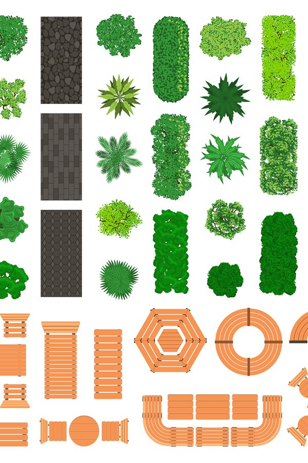 Outdoor landscape elements. Architectural, landscaping city